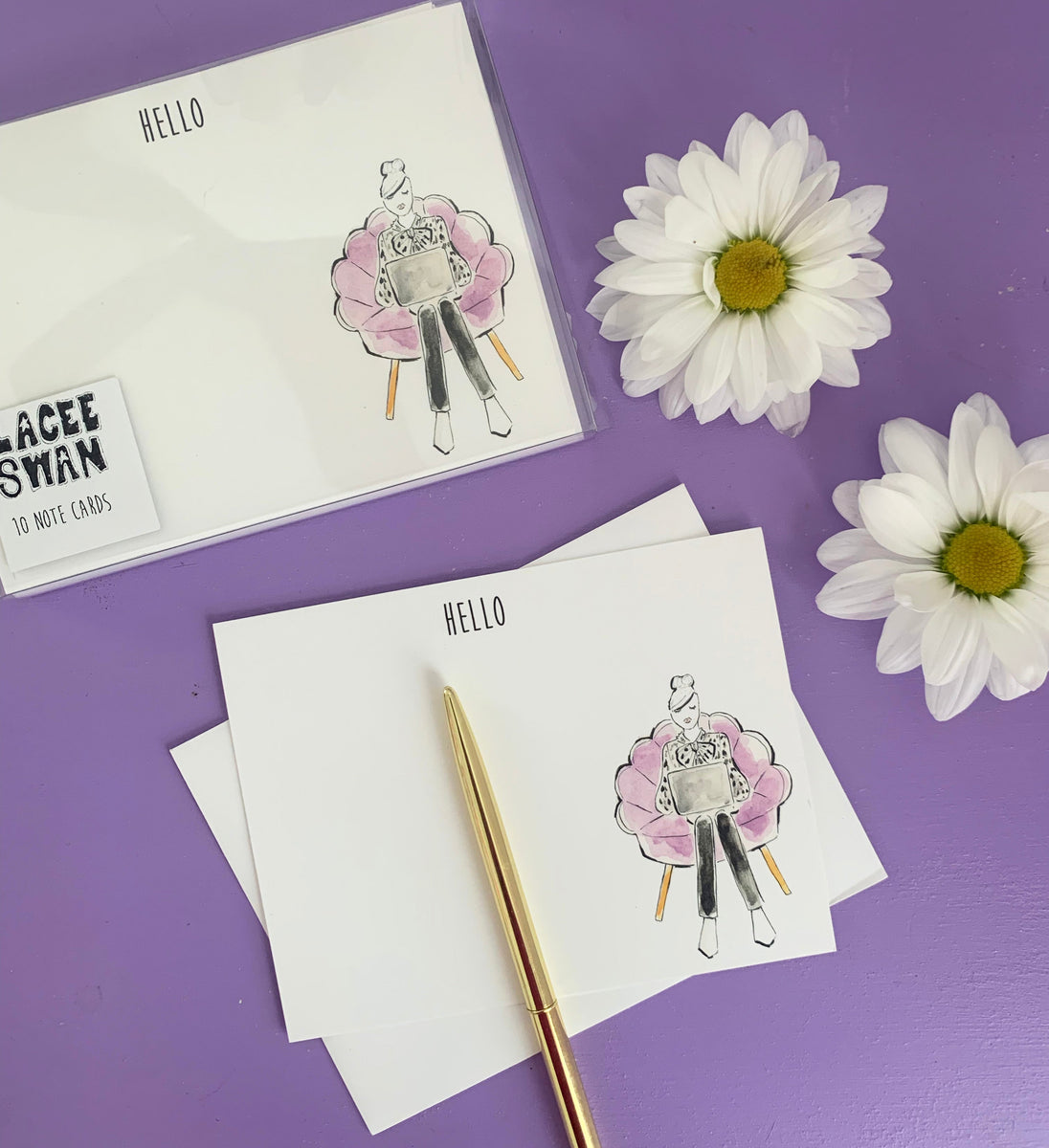 WHOLESALE: Hello Note Card Set – Lacee Swan