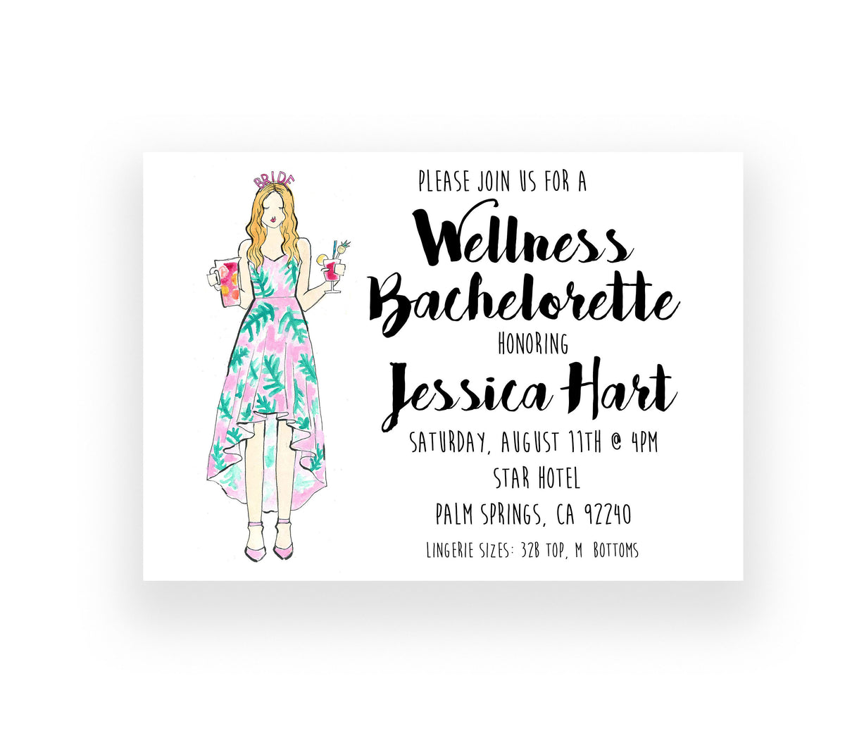 Tropical Wellness Bachelorette Shower Invitations – Lacee Swan